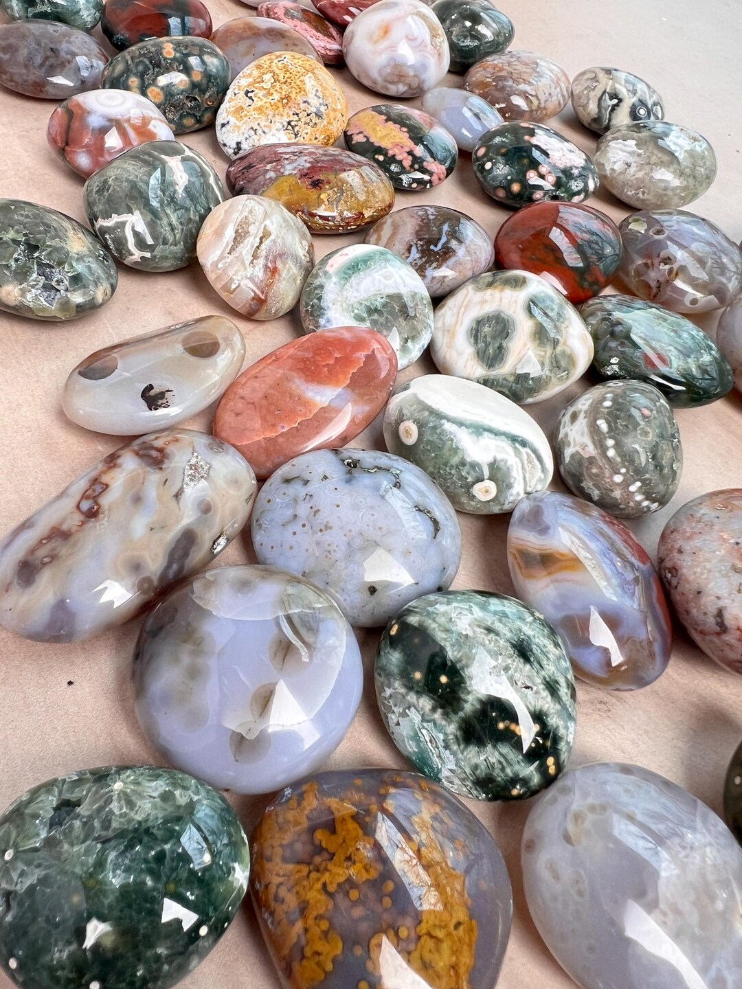 Ocean Jasper Small Palm Stones: Mixed Vein Pocket Pieces - Etsy