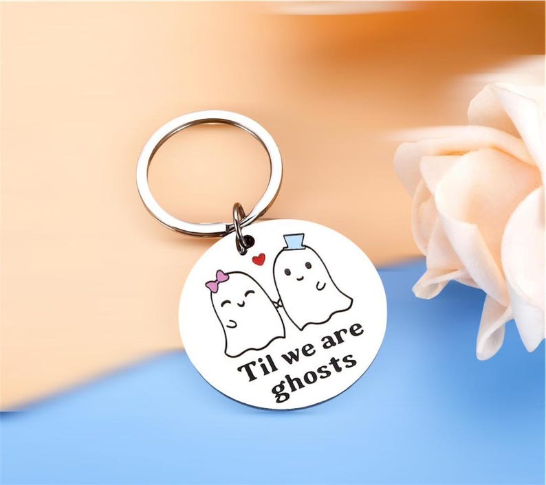Spooky Ghost Couple Keychain: Halloween Boo Basket Gift - Etsy