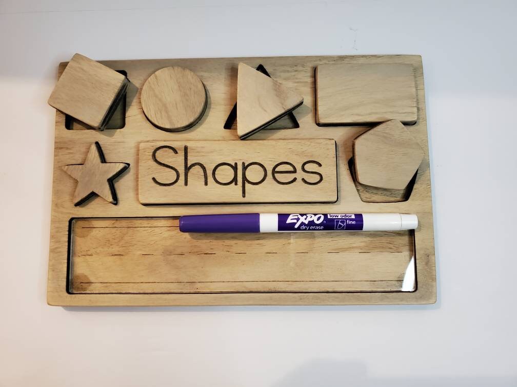 Shapes - Match and Write Wood Puzzle - Etsy