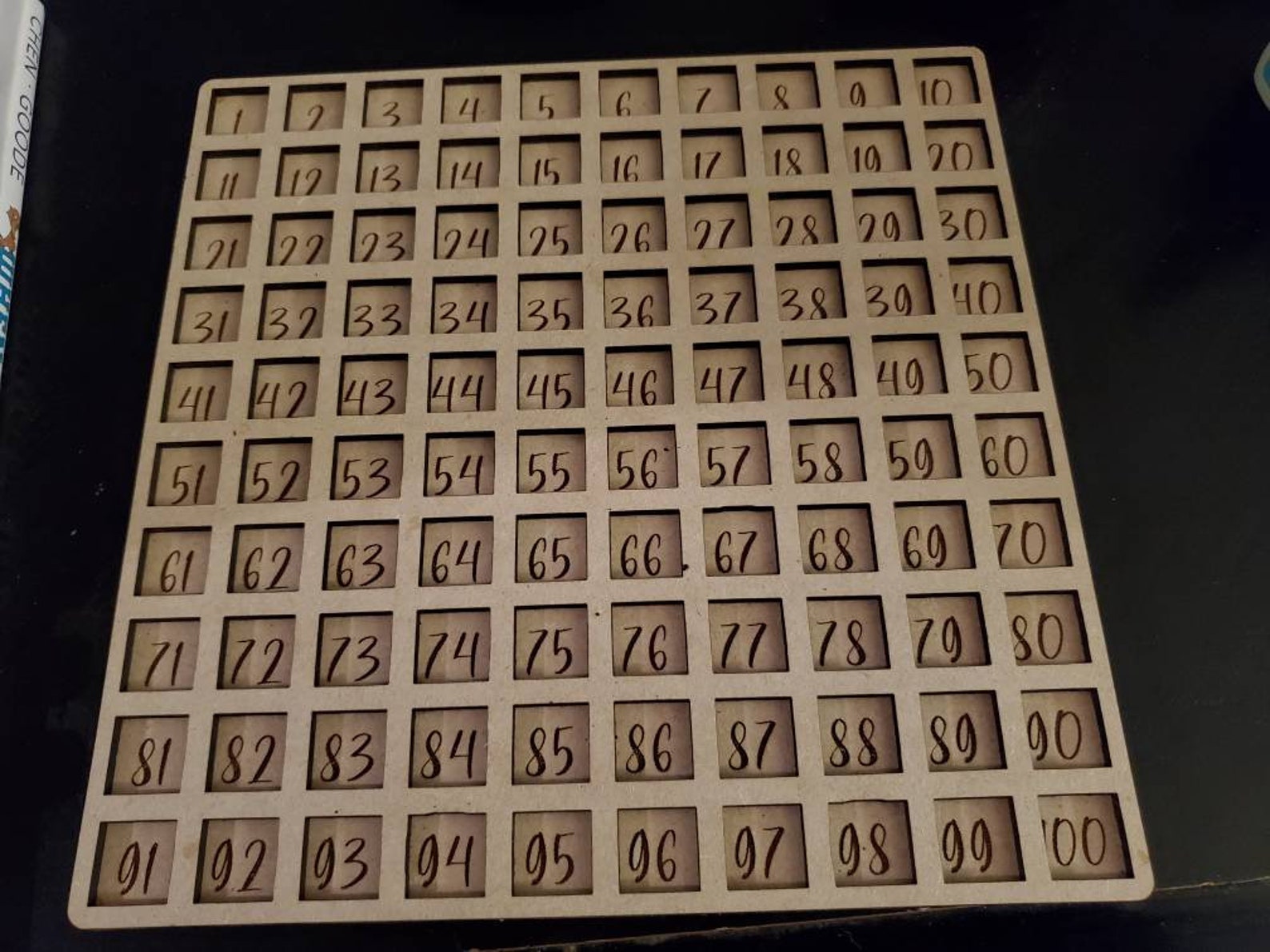 Laser Engraved 100 Chart Number Puzzle - Etsy