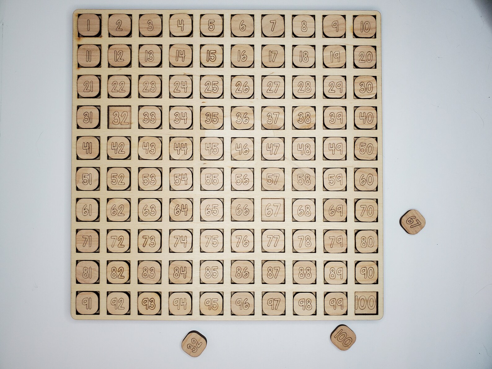Laser Engraved 100 Chart Number Puzzle - Etsy