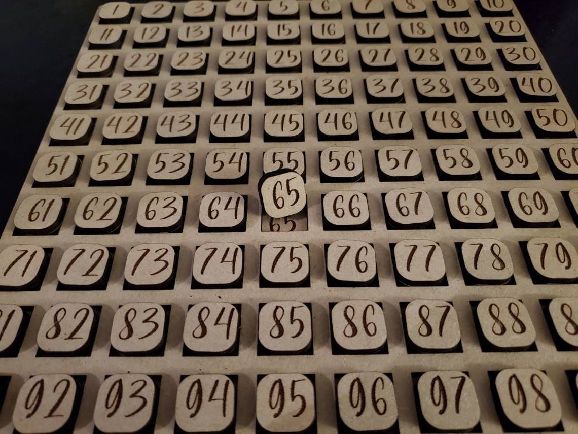 Laser Engraved 100 Chart Number Puzzle - Etsy