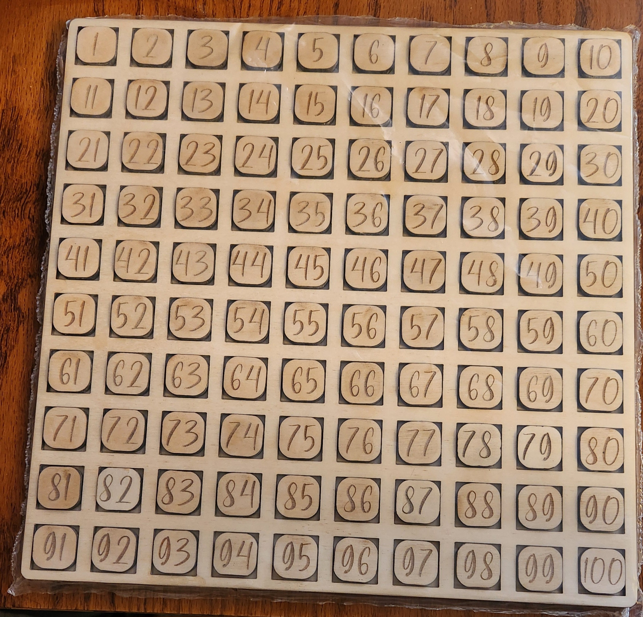 Laser Engraved 100 Chart Number Puzzle - Etsy