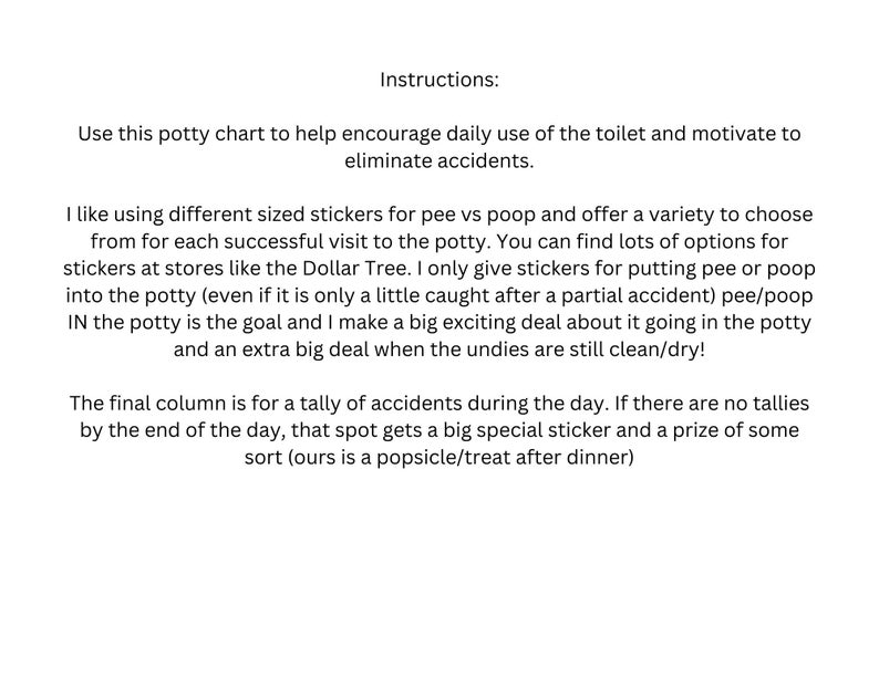 Printable Potty Training Chart - Sticker Chart Reward System for Toilet ...