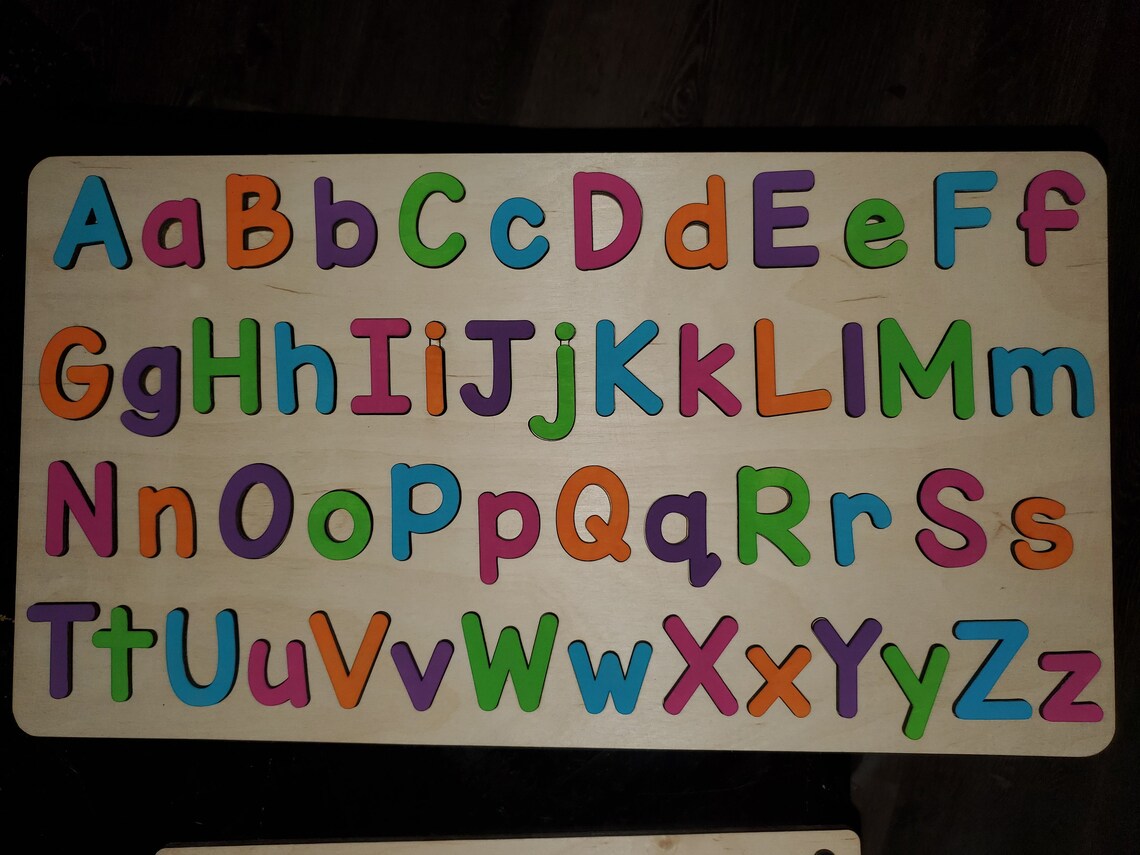 Upper and Lower Case Wood Alphabet Puzzle - Etsy