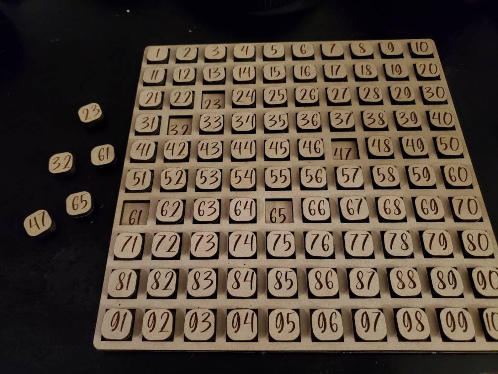 Laser Engraved 100 Chart Number Puzzle - Etsy