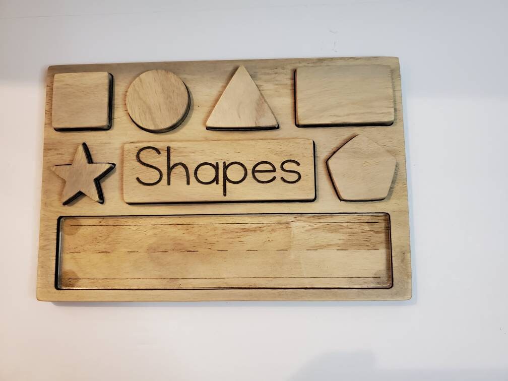 Shapes - Match and Write Wood Puzzle - Etsy