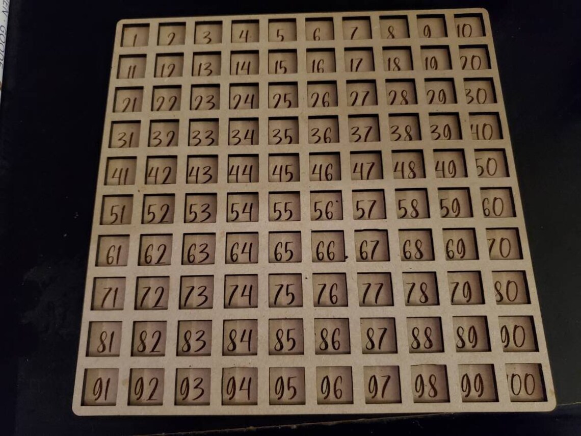 Laser Engraved 100 Chart Number Puzzle - Etsy