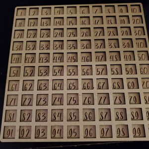 Laser Engraved 100 Chart Number Puzzle - Etsy