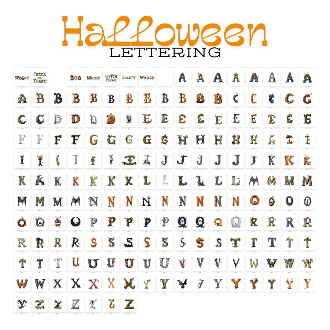 Halloween Themed Lettering - Tshirts, Home Decor, Signs, Scrapbooking ...