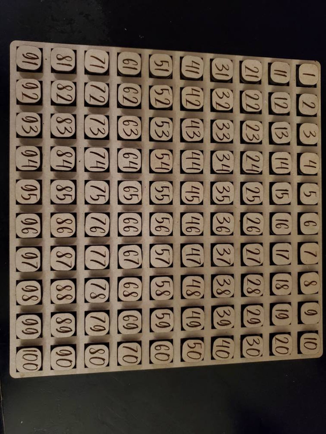Laser Engraved 100 Chart Number Puzzle - Etsy