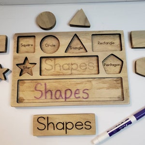 Shapes - Match and Write Wood Puzzle - Etsy