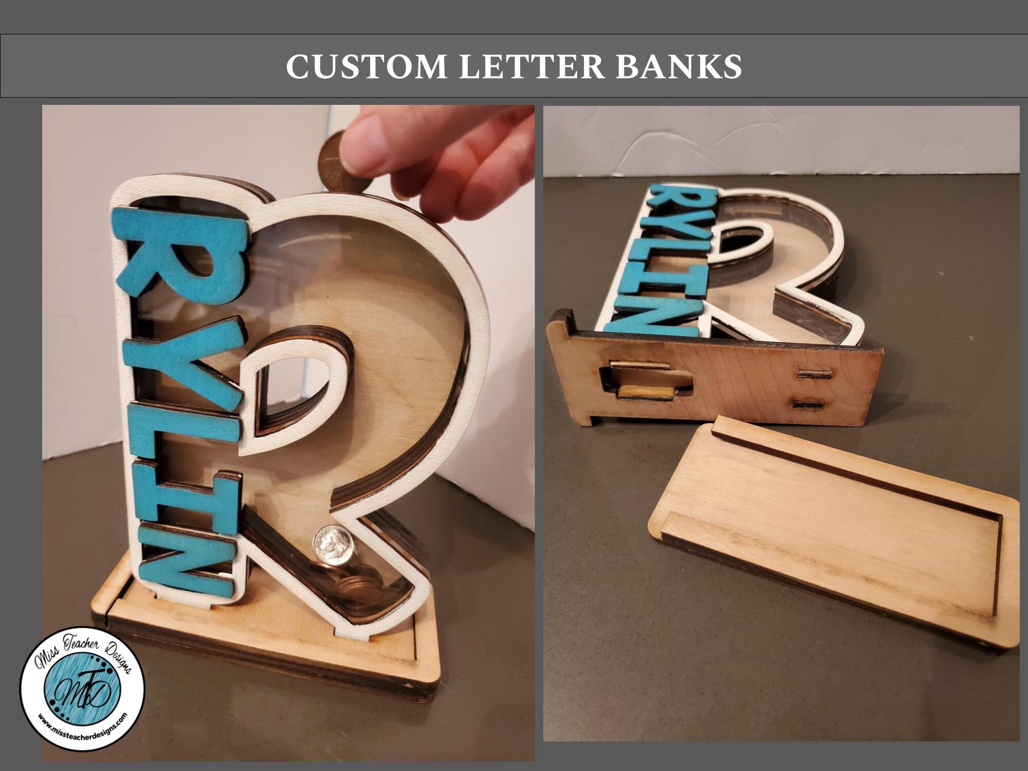 Custom Letter Banks - With Sliding Base - Etsy
