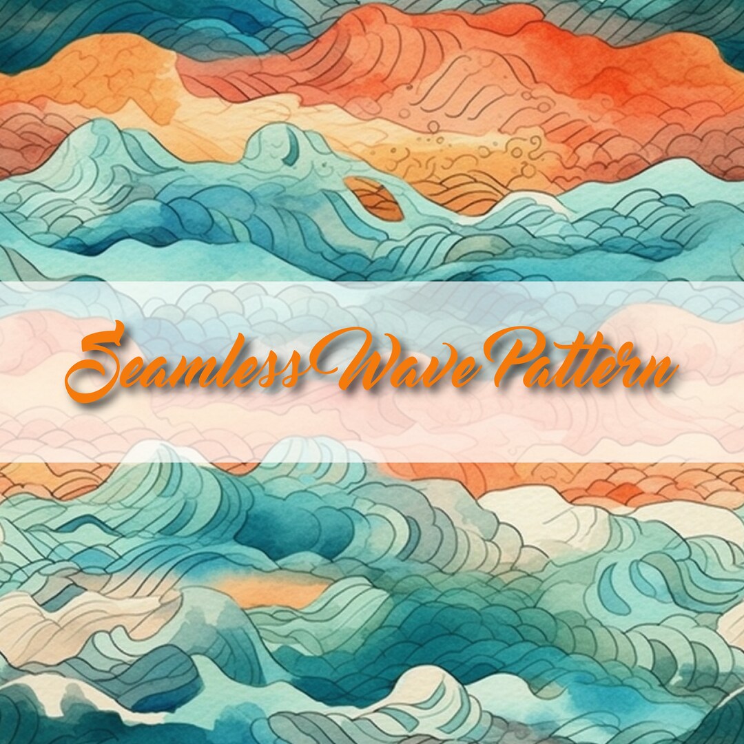 Seamless Digital Wave Pattern - Watercolor - Water Backgrounds - 1 ...