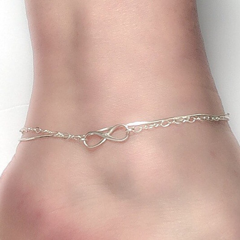 Anklet Sterling Silver for Women Layered Infinity Chain Ankle - Etsy