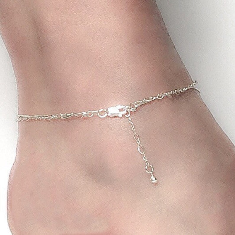 Anklet Sterling Silver for Women Layered Infinity Chain Ankle - Etsy