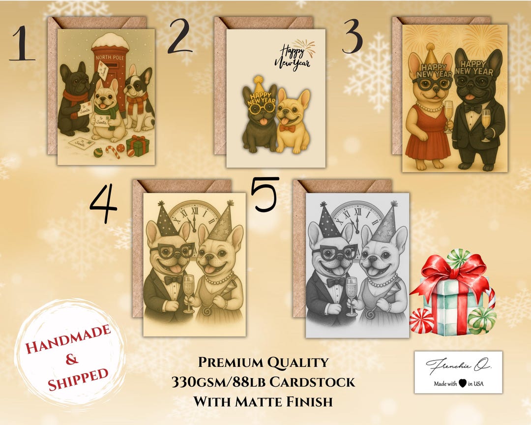 Handmade French Bulldog Christmas Cards | Season French Bulldog Card ...