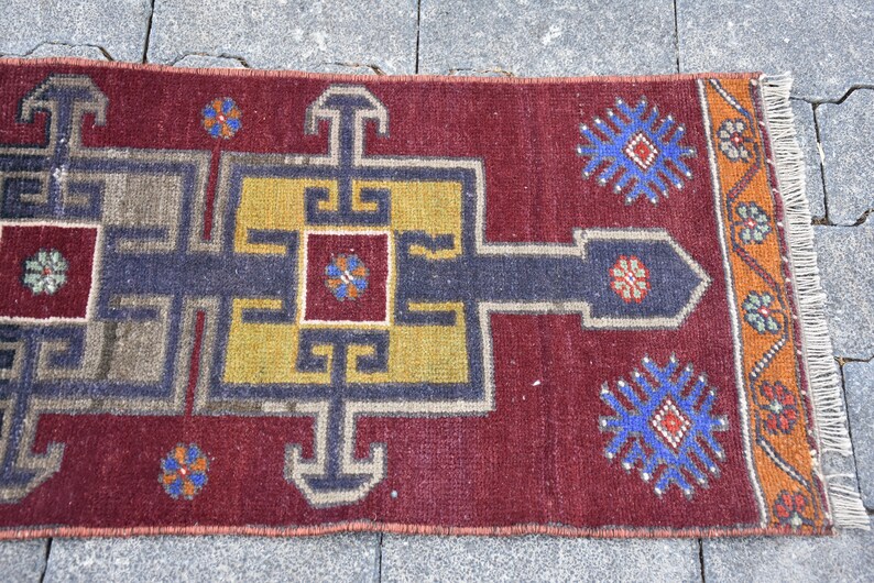 Organic Vintage Rug Red Color Rug Farmhouse Rug 1.2 X 3.5 Ft - Etsy