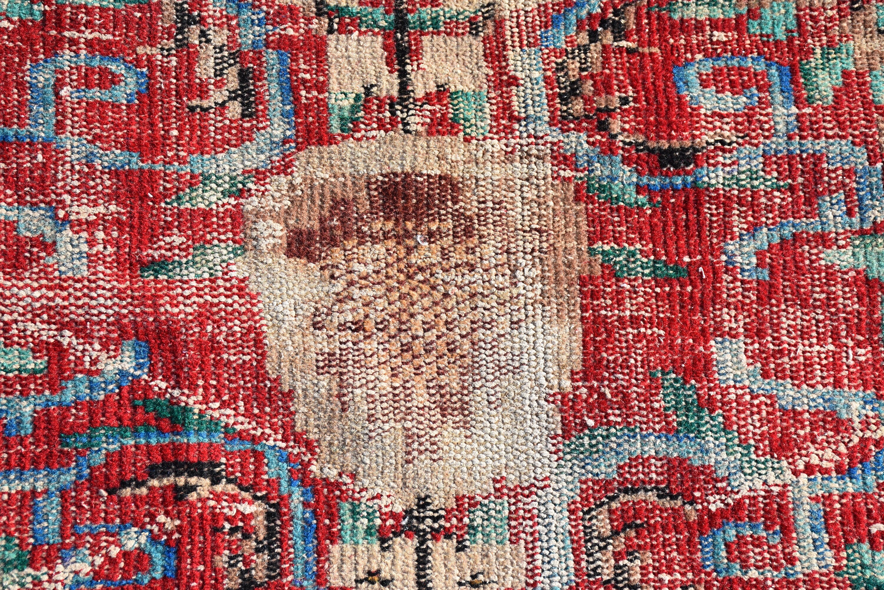 Red area rug Turkish vintage rug Handmade wool rug Bohemian | Etsy