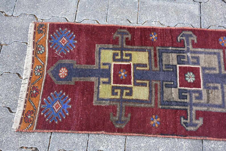 Organic Vintage Rug Red Color Rug Farmhouse Rug 1.2 X 3.5 Ft - Etsy