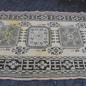 Muted Runner Rug Vintage Hallway Runner Rug Handknotted Rug 4.5 X 10.8 ...