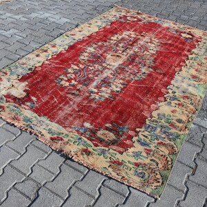 Red area rug Turkish vintage rug Handmade wool rug Bohemian | Etsy