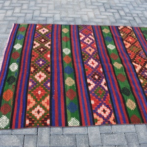 Aztec Kilim Rug Vintage Kilim Rug 4.9 X 10.5 Ft Farmhouse Rug, Turkish ...