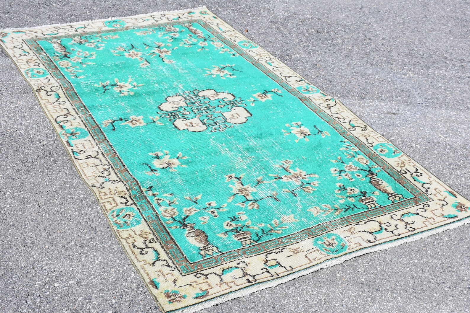 Vintage Turkish Rug Handmade Green Rug Bohemian Rug Home - Etsy