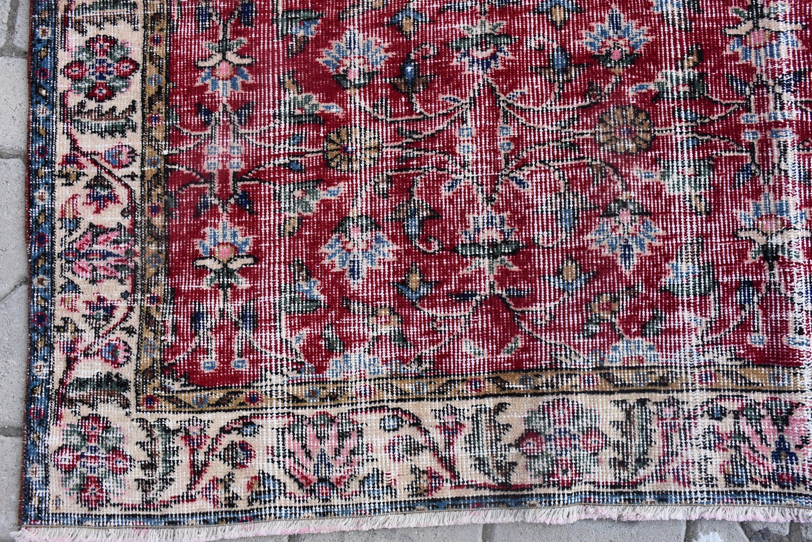 Turkish Vintage Rug Red Floral Rug Handmade Wool Rug | Etsy