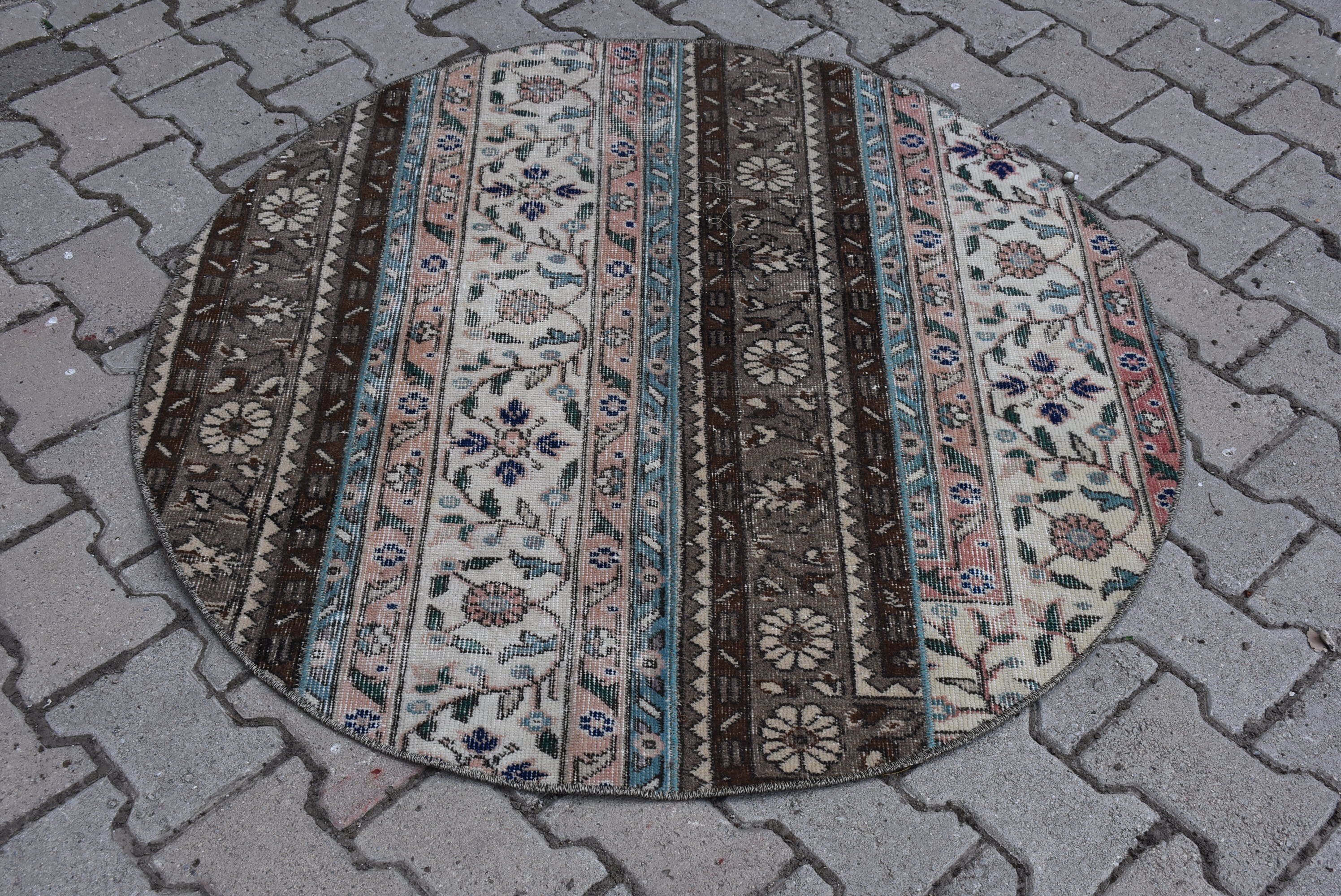 Circle Rug, Turkish Rug, Boho Rug, Vintage Rug 4 X 4 Ft Round Rug ...