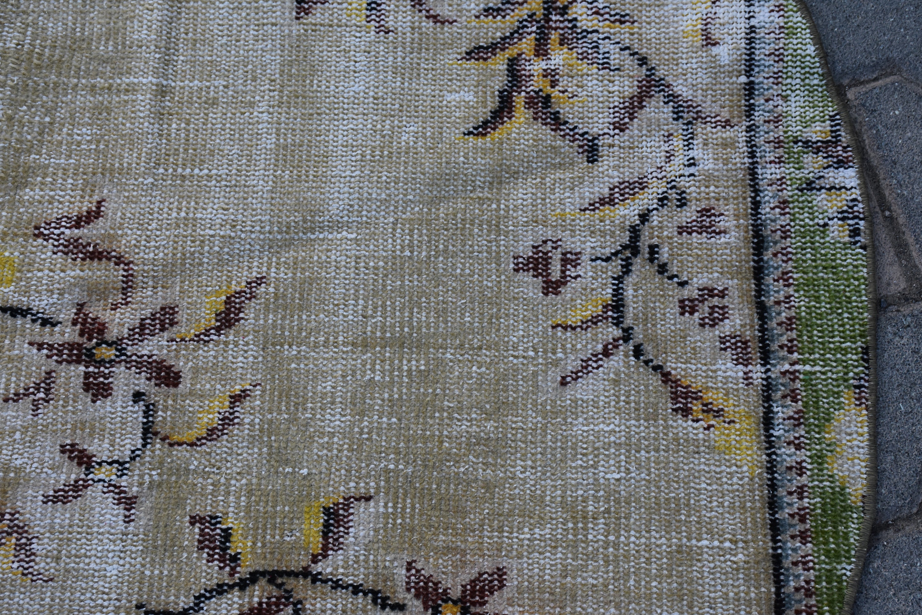 Turkish Small Rug, Vintage Round Rug, FREE SHIPPING 3.9 X 3.9 Ft Wool ...