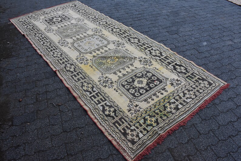 Muted Runner Rug Vintage Hallway Runner Rug Handknotted Rug - Etsy