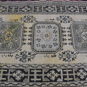 Muted Runner Rug Vintage Hallway Runner Rug Handknotted Rug 4.5 X 10.8 ...