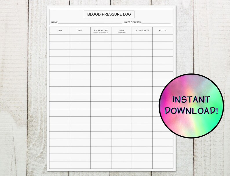 Editable Blood Pressure Log | Printable 8.5x11 - Etsy