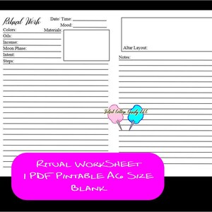 Printable A6 Ritual Spell Work Worksheet - Etsy
