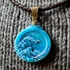 Wave Tribe, People of the Water - Hand-painted Blue Resin Pendant ...
