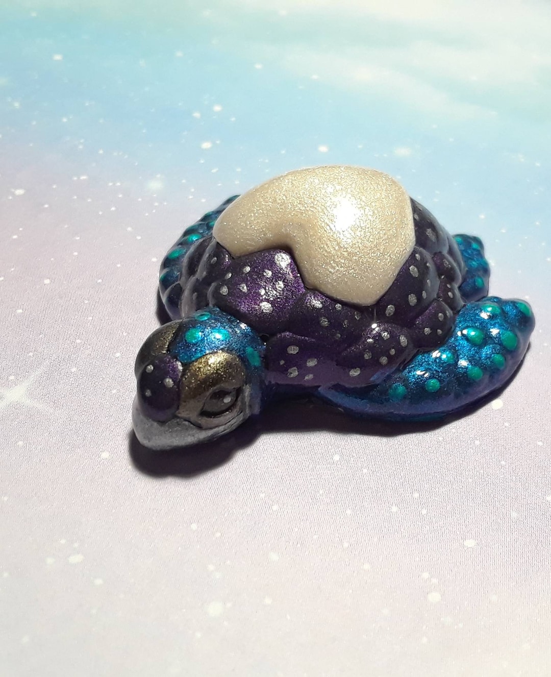 Twilight Sea Turtle, Resin Clay Figurine, Night Sky Inspired, Ocean ...