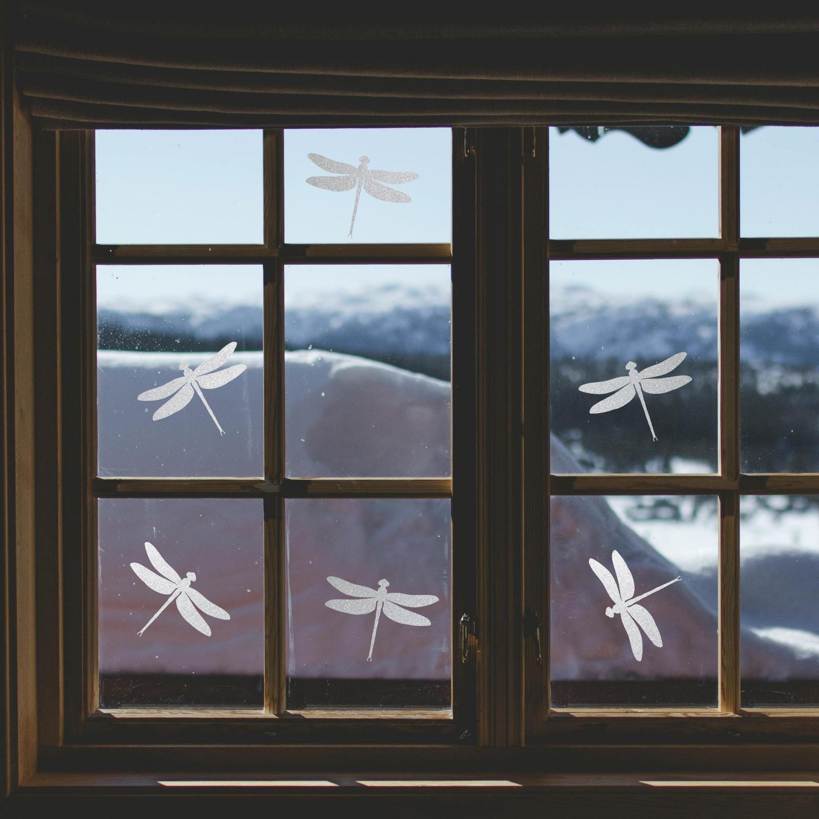 6 Dragonfly Window Decals, Frosted Window Clings, Etched Window ...