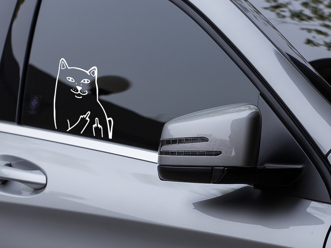 Cat Middle Finger Car Decal, Funny Car Stickers, Car Decal, Window ...