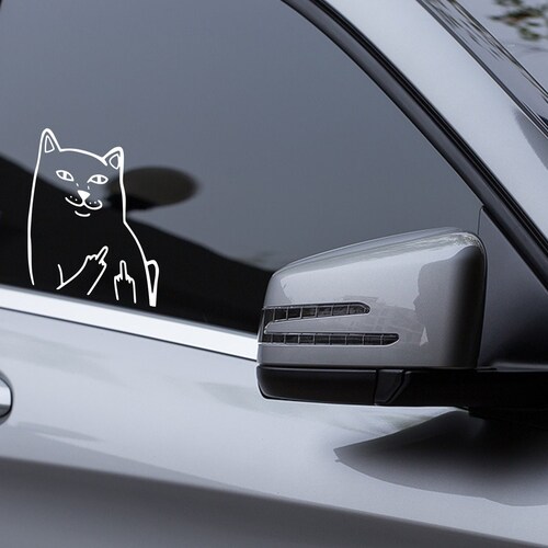 Cat Middle Finger Car Decal Funny Car Stickers Car Decal - Etsy