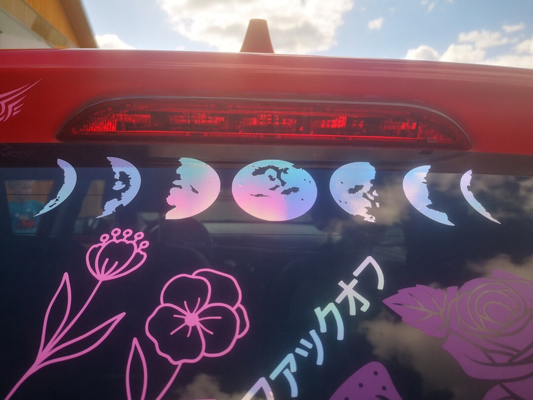 Lunar Phases Decal, Color Changing Sticker, Moon Car Decals, Iridescent ...