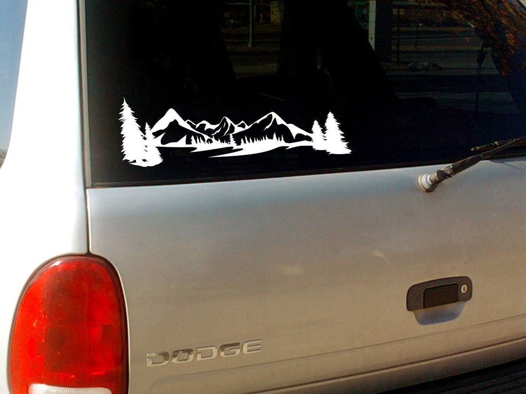 Mountains Scene Car Decal, Forest Mountains Car Stickers, Car Decal ...