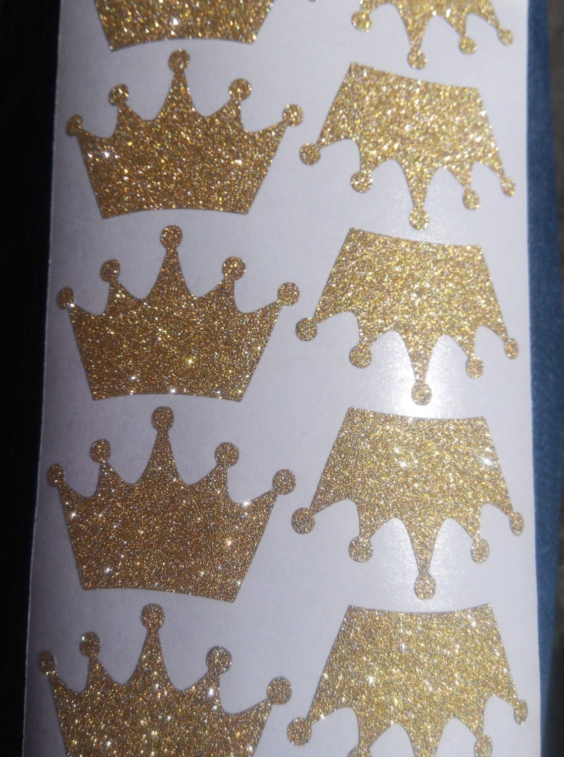 40 1'' Gold Crown Stickers, Glitter Crowns, Princess Party Decorations ...