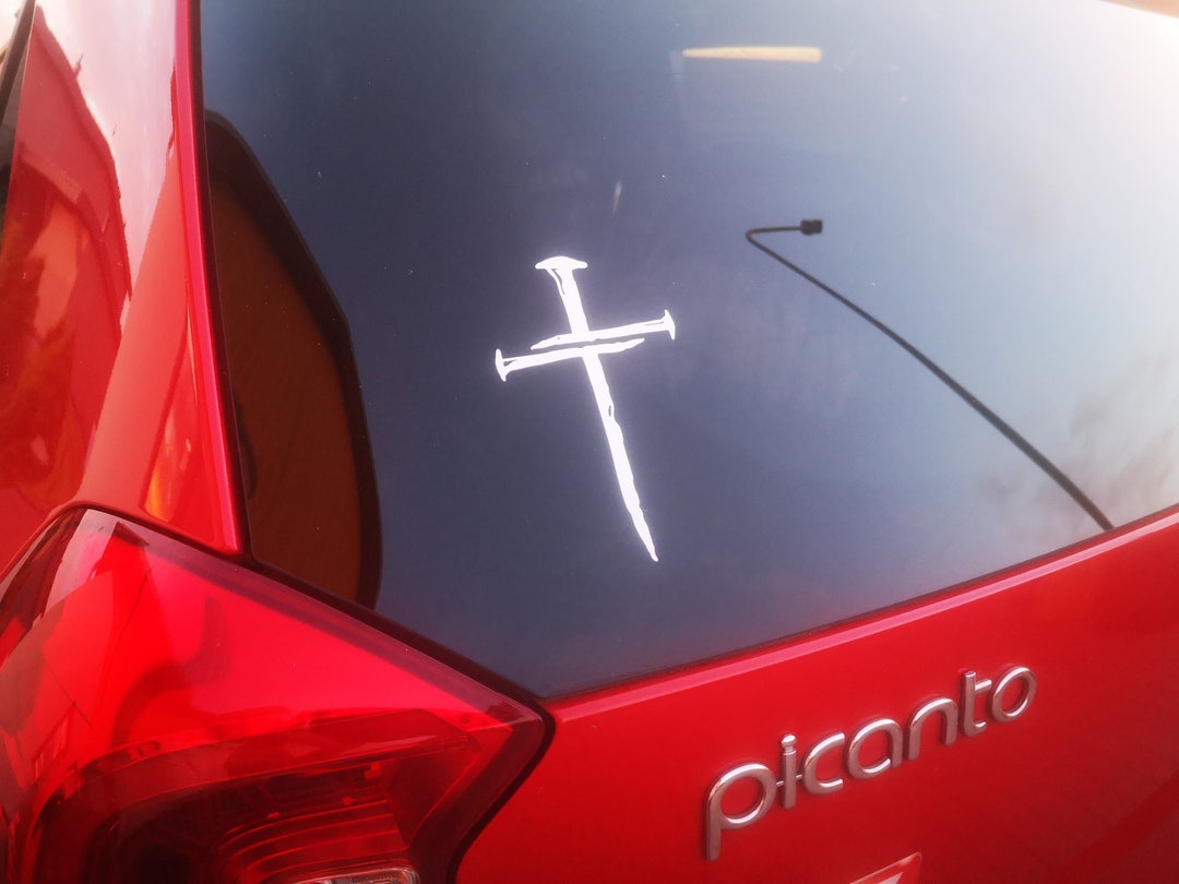 Three Nails Cross Car Decal, Christian Stickers, Laptop Decal, Three ...