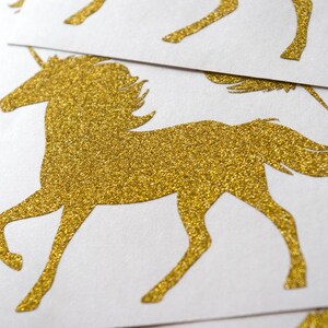 15 Gold Glitter Unicorn Stickers, Kids Birthday Party, Envelope Seals ...