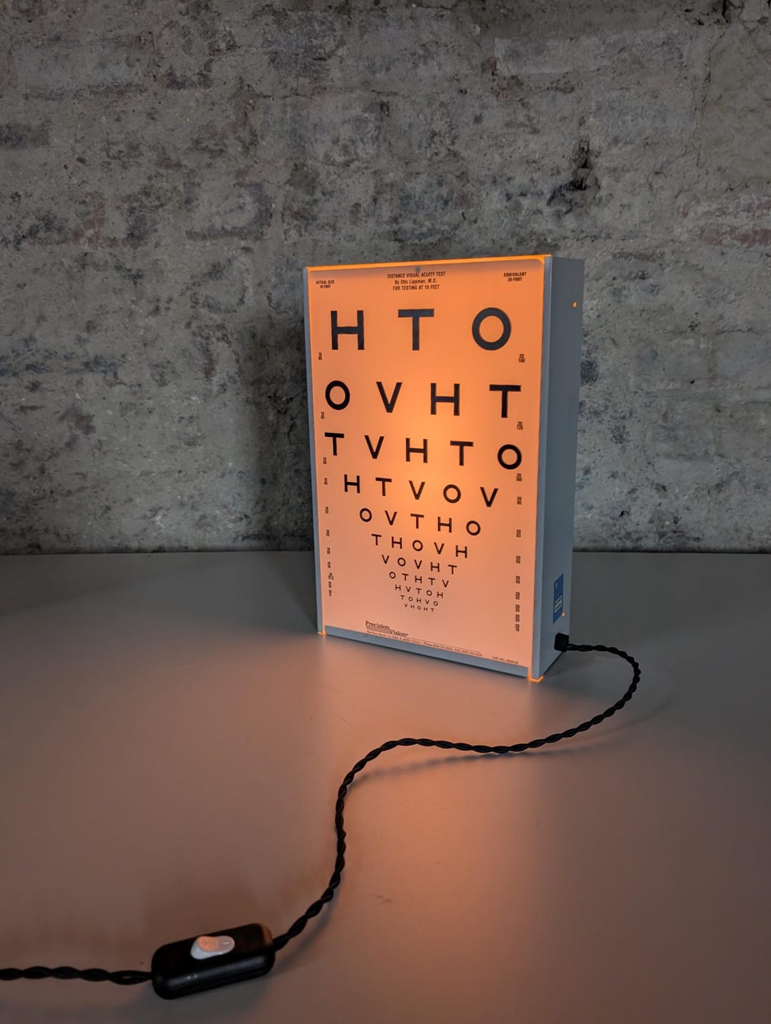 Vintage 90s Eye Chart Lamp | Illuminated Vision Test Chart Light ...