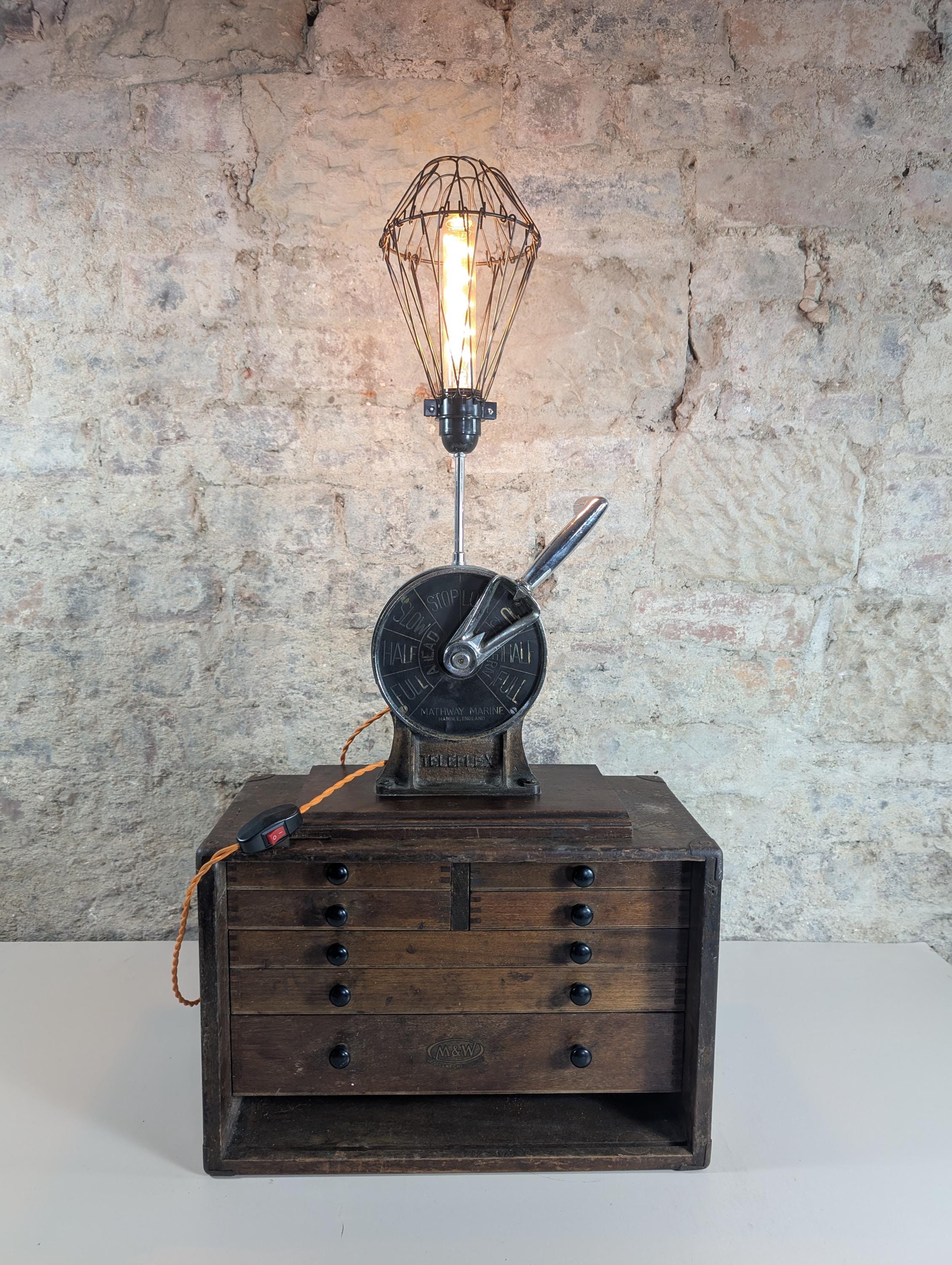 Vintage Upcycled Accent Lamp Made From Mathway Marine Telegraph, Hamble ...