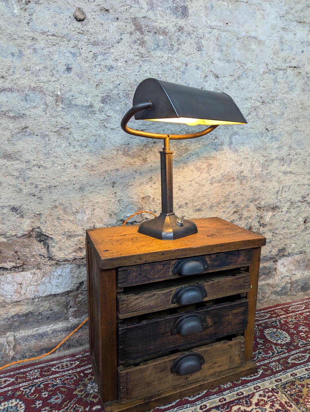 Vintage Metal Banker's Desk Lamp, 1930s - Etsy