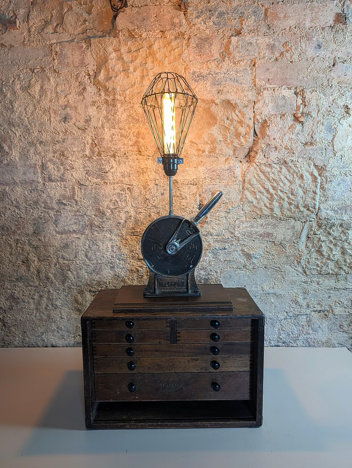 Vintage Upcycled Accent Lamp Made From Mathway Marine Telegraph, Hamble ...