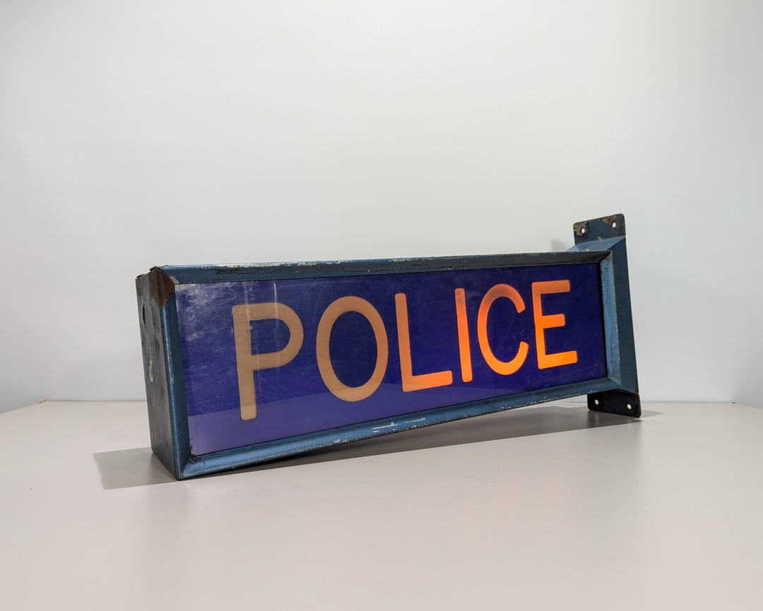 Vintage 1970s Police Station Sign – Authentic Wall Decor With Working ...